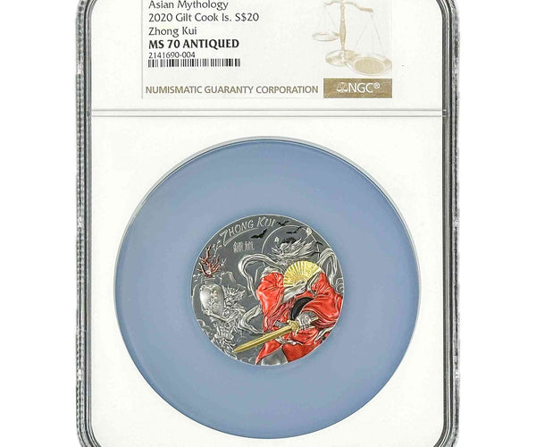 Zhong Kui Silver Coin - Asian Mythology | 3 oz, MS70, Cook Islands